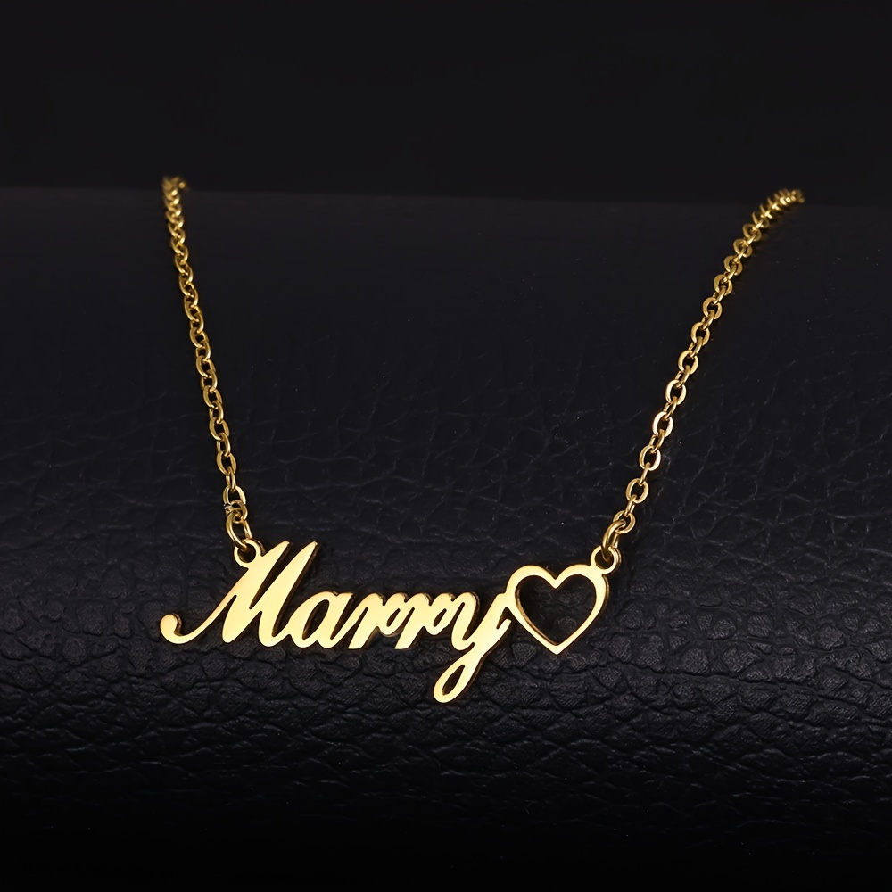 Personalized Simple Diy Hollow Love Name Necklace Stainless - Temu ...