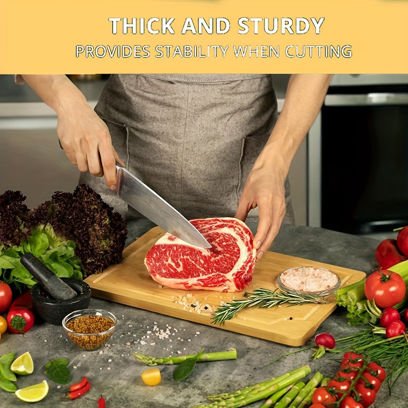 Premium Bamboo Cutting Board Juice Large - Temu