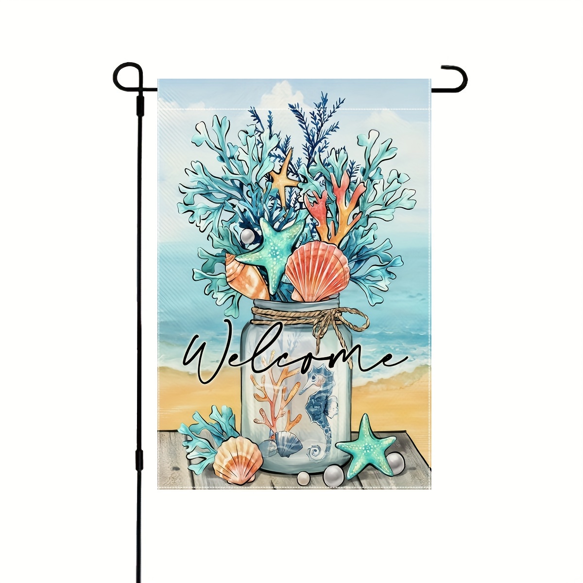 Welcome Summer Mason Jar Garden Flags Beach Coastal Coral - Temu