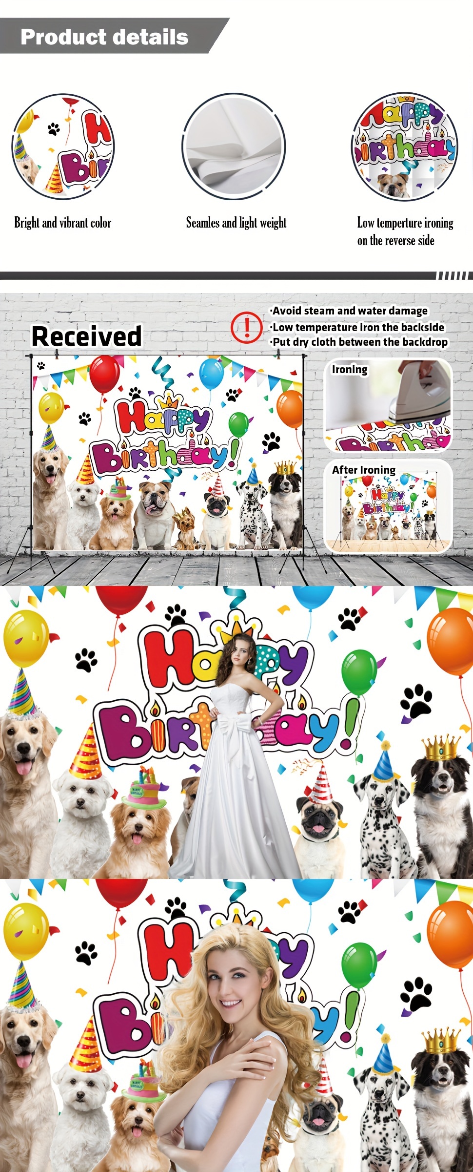 Dog Happy Birthday Backdrop Kitten Photography Background - Temu