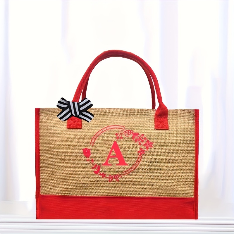 Initial Letter Print Tote Bag Large Capacity Gift Bag - Temu United Kingdom