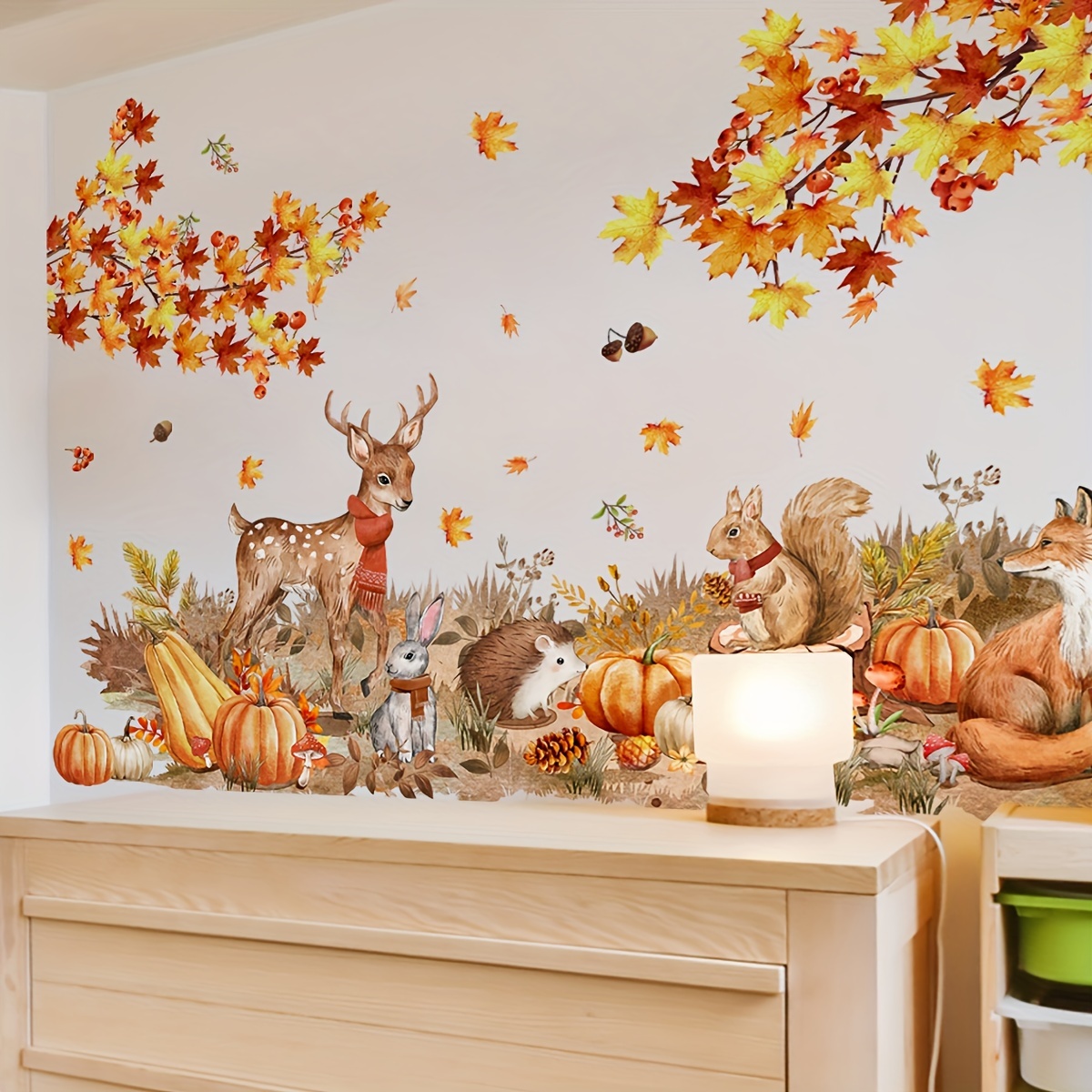 Autumn Harvest Animal Wall Stickers: Featuring Deer - Temu