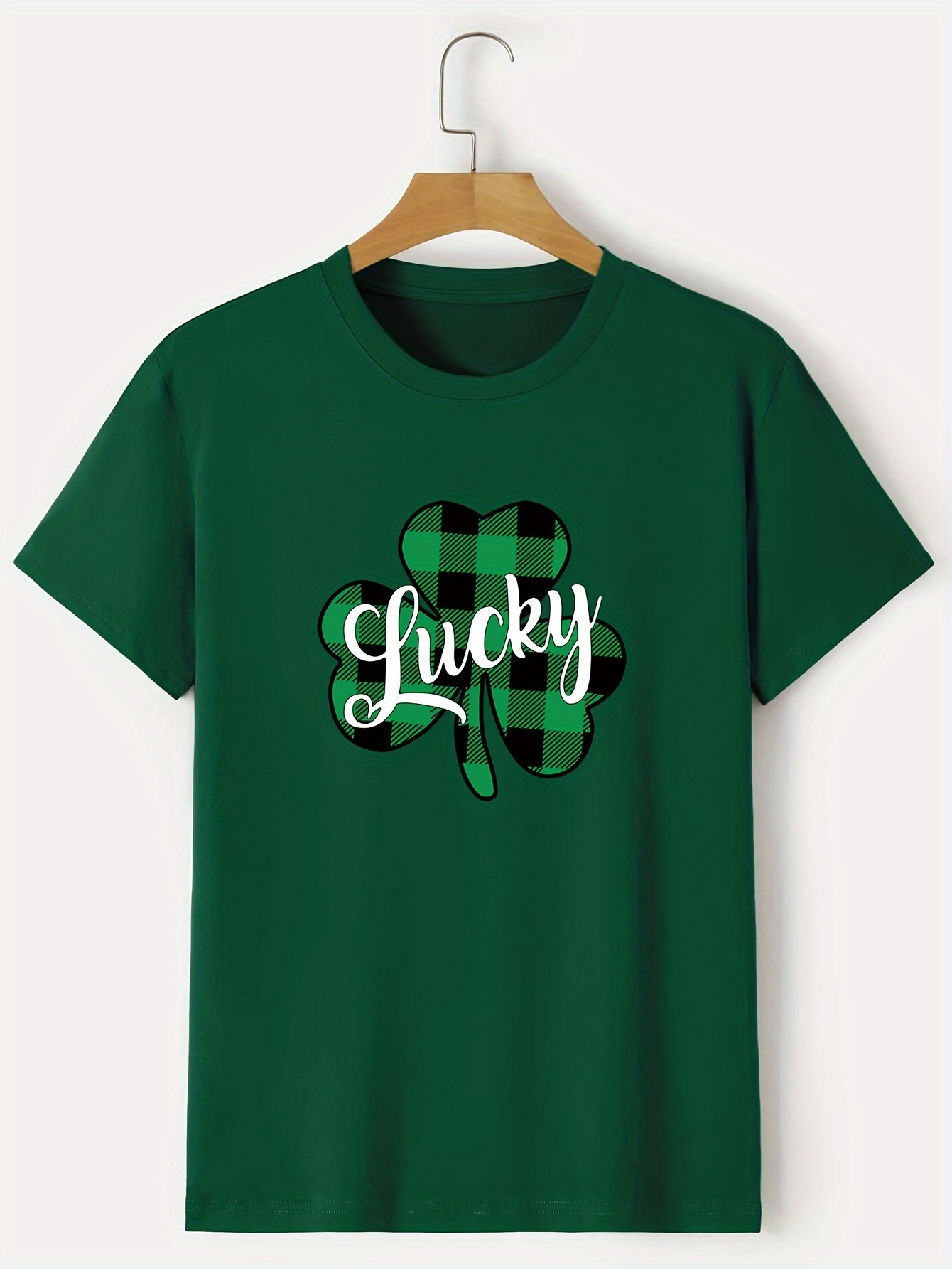 Plus Size Graffiti Lucky Clover Graphic Print Men's Crew - Temu Australia