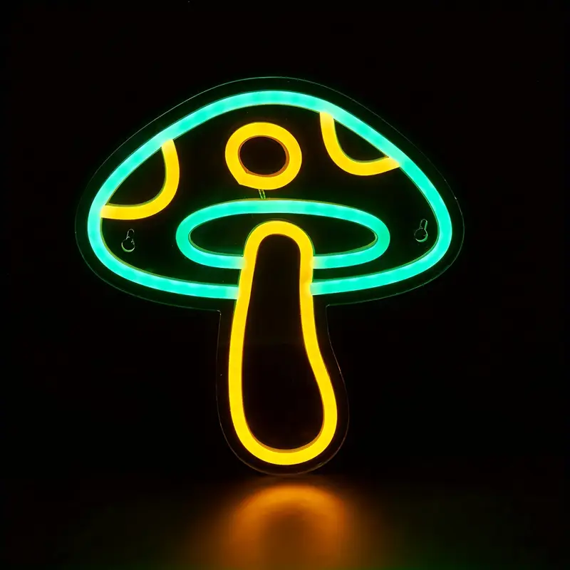 Green Mushroom Neon Sign Led Backboard 5v Usb Powered Wall Temu