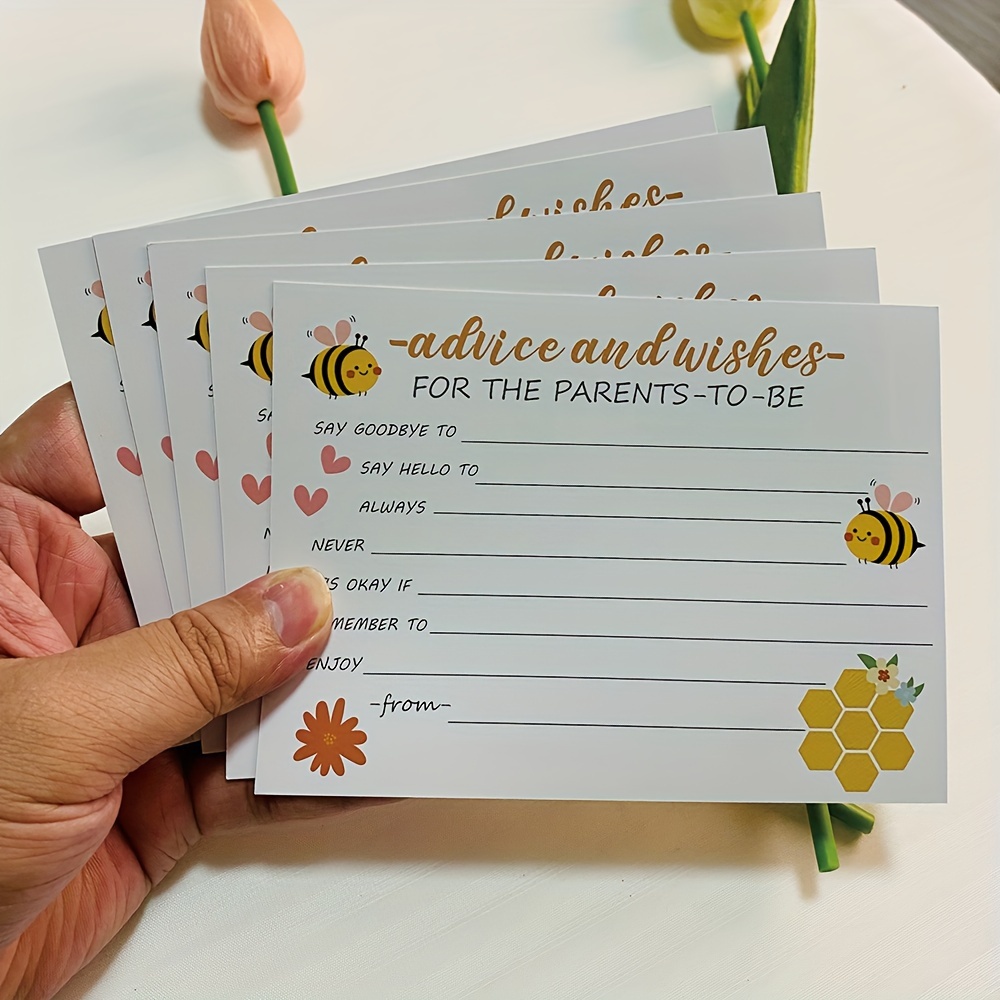 25 Pack Bee-themed Baby Shower Advice And Cards For New Parents ...