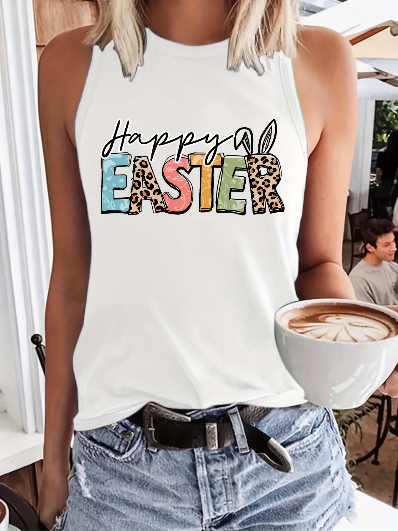 Easter Day Letter Print Tank Top Sleeveless Crew Neck Casual - Temu Canada
