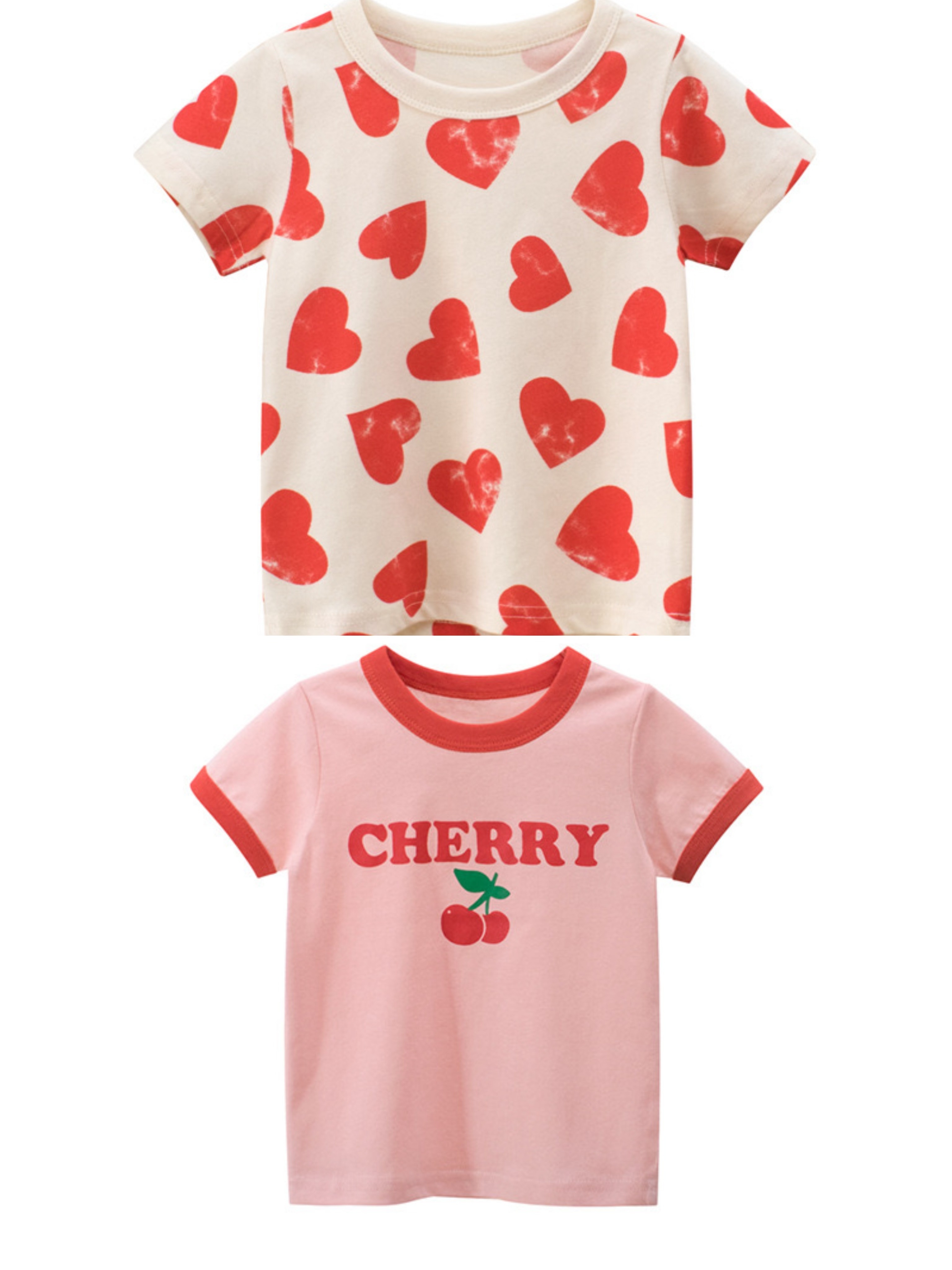2 Stk Piger Comfy 100% Bomuld Hjerte Grafisk Kirsebær Print - Temu Denmark