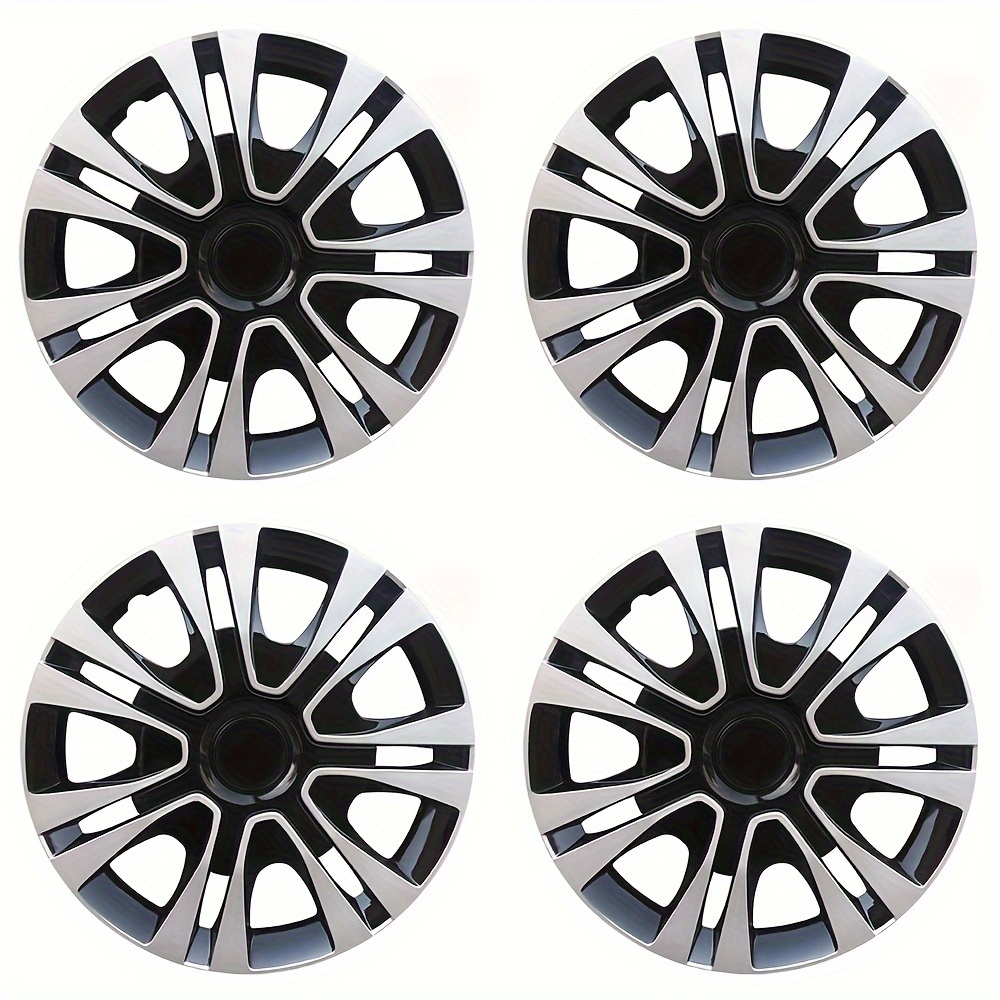 4pcs set 13 Inch Car Wheel Rim Skin Cover SUV Hubcap Wheel Cover Tire Cap Silvery Black Universal Wheel Rim Cover Kit R13 Hub Cap
