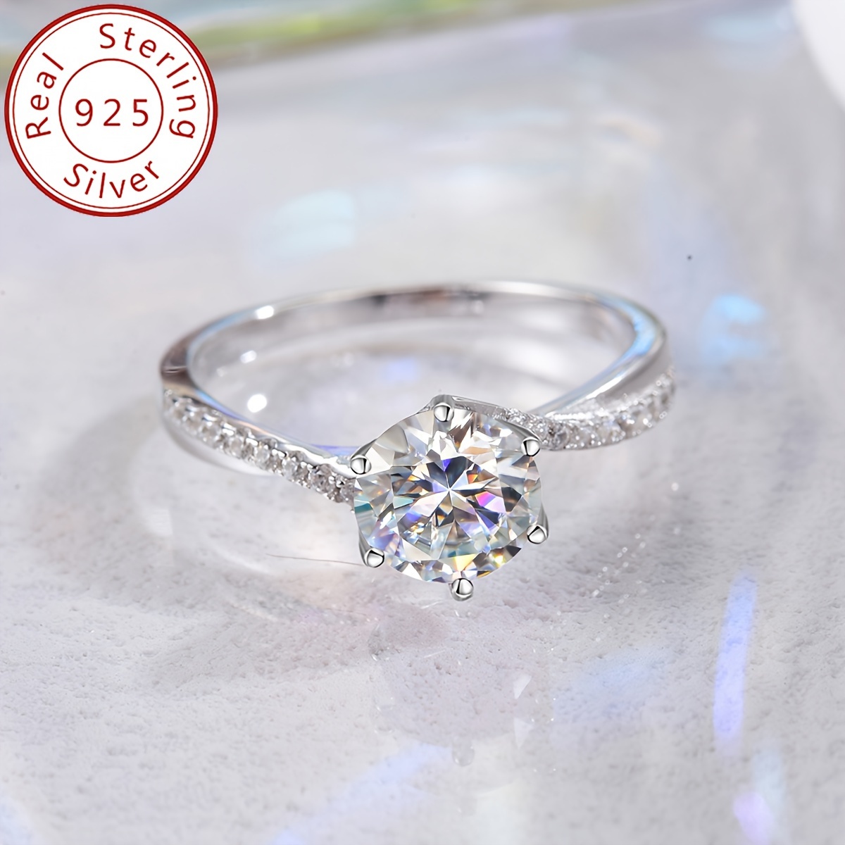 Moissanite Promise Ring 925 Sterling Silver Symbol Beauty - Temu United ...