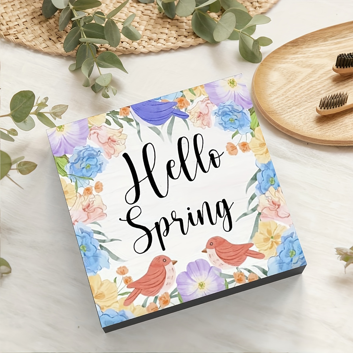 Hello Spring Decorative Sign English Inscription - Temu