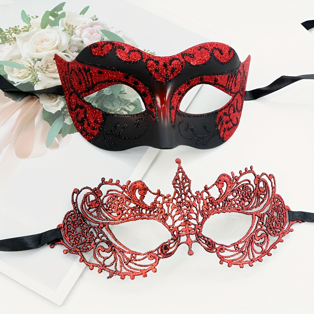 2pcs Couples Masquerade Mask Set, Venetian Party Masks, Costume ...