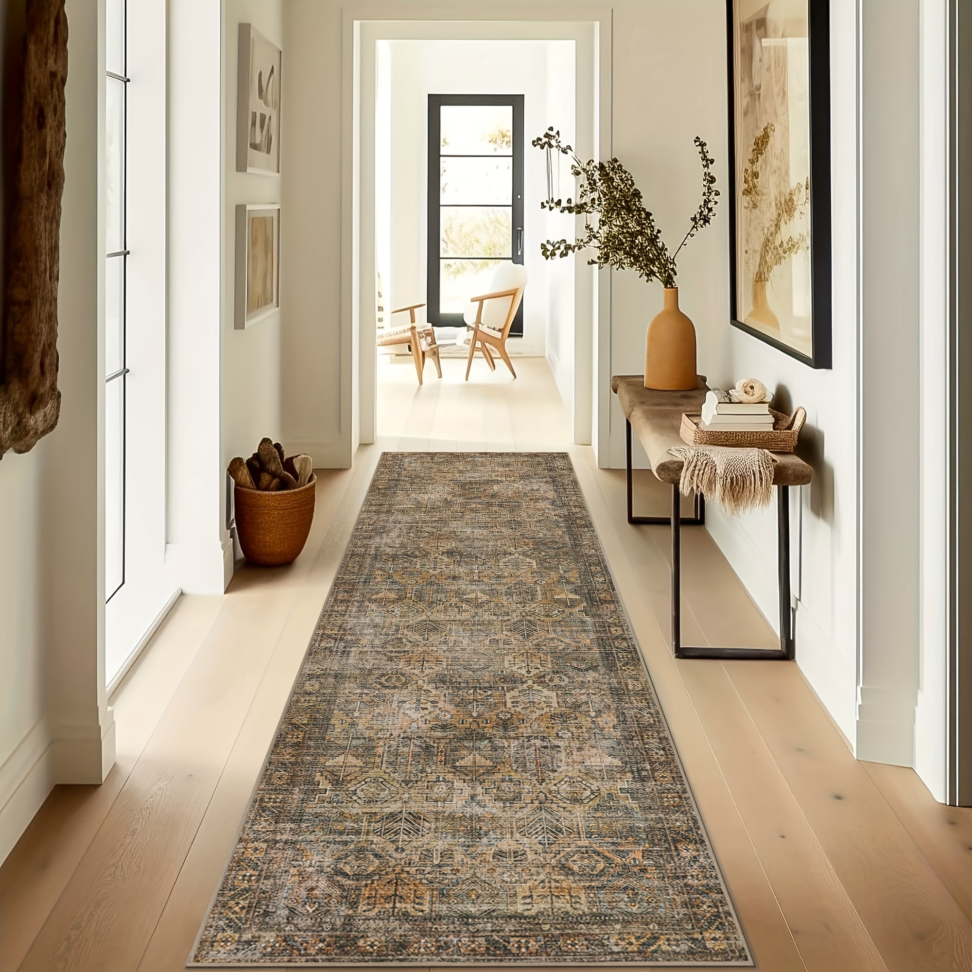 Runner Rug Machine Washable Vintage Distressed Print Ultra - Temu