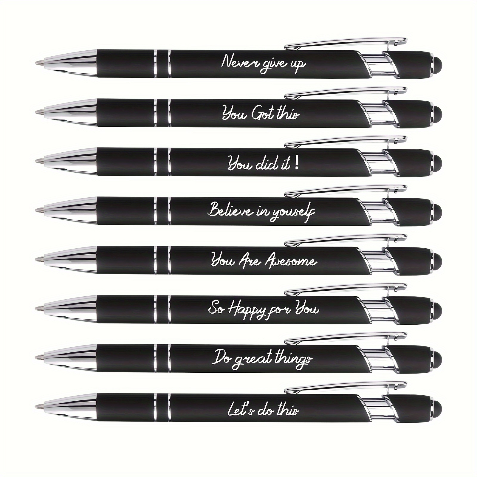 8pcs Ballpoint Pens Office Inspirational Quotes Screen Touch Stylus Pen ...