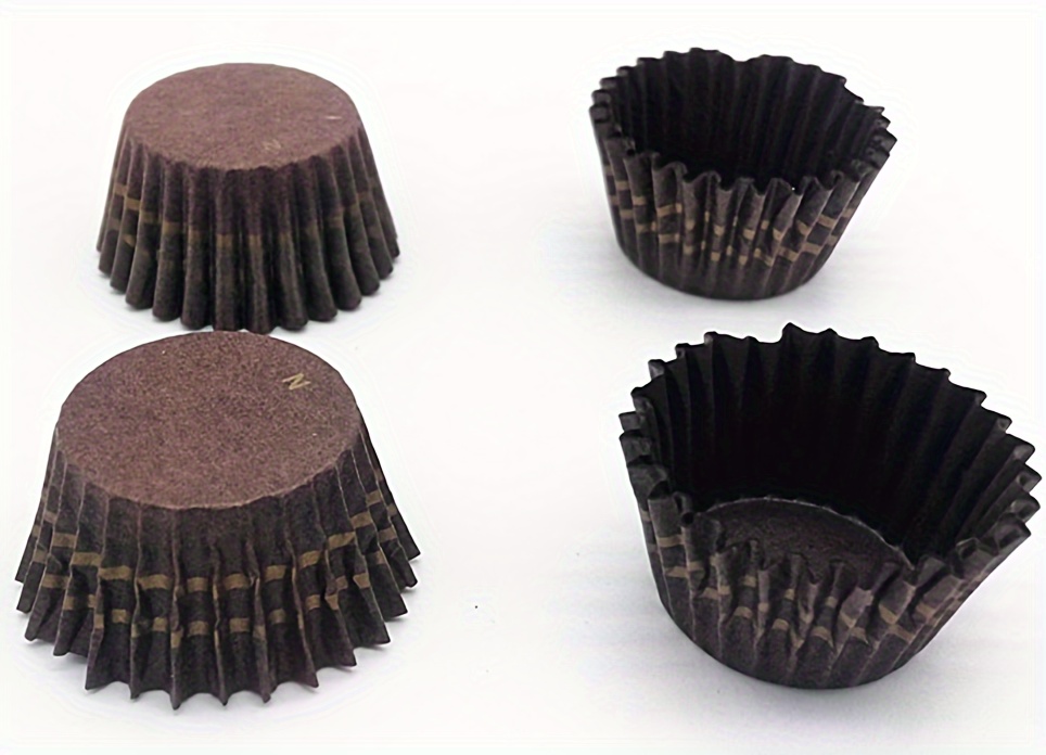 1 Pack, Brown & Golden Paper Mini Cupcake Liners, Small Size, Oil ...