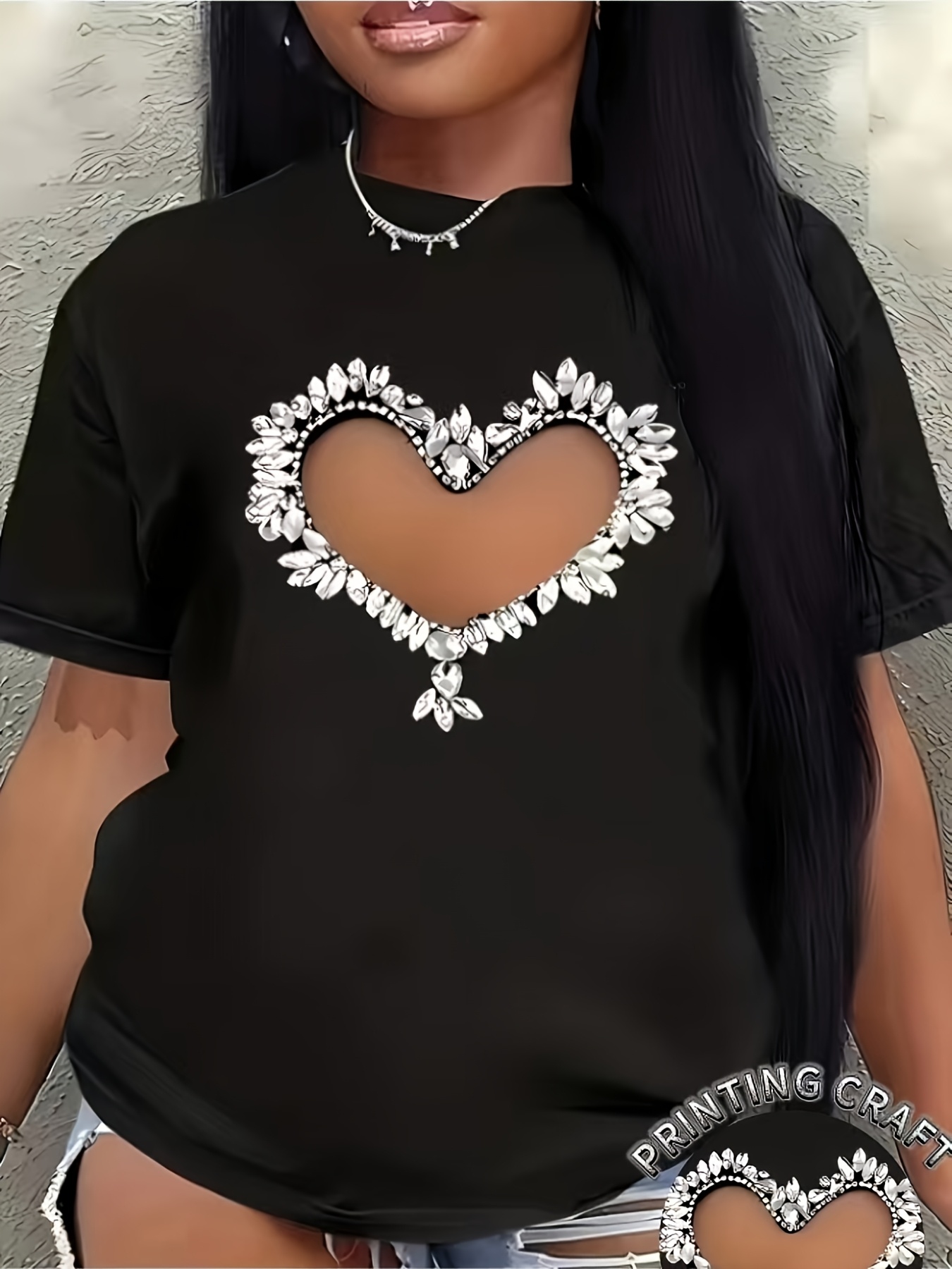 heart cut out top sold on Temu United States