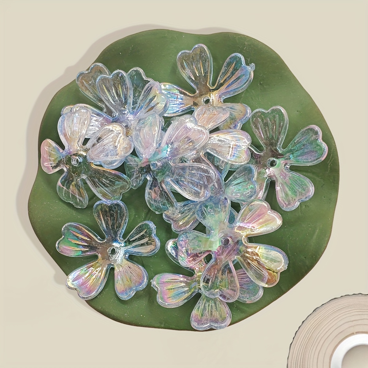 Transparent Plated Color Ab Love Heart Five petal Flower - Temu United ...