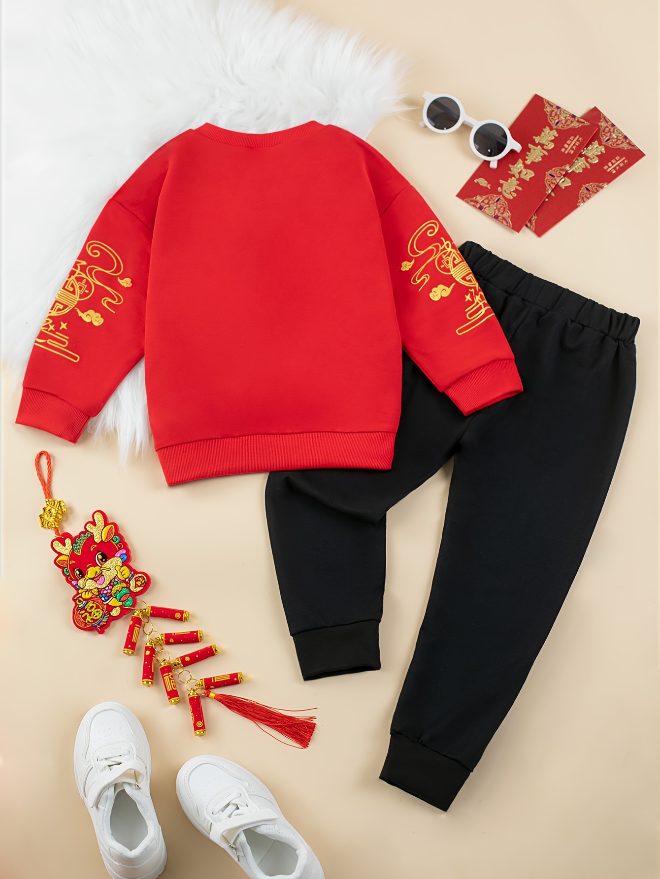 Boys Chinese Style New Year Creative Long Sleeve Sweatshirt - Temu ...