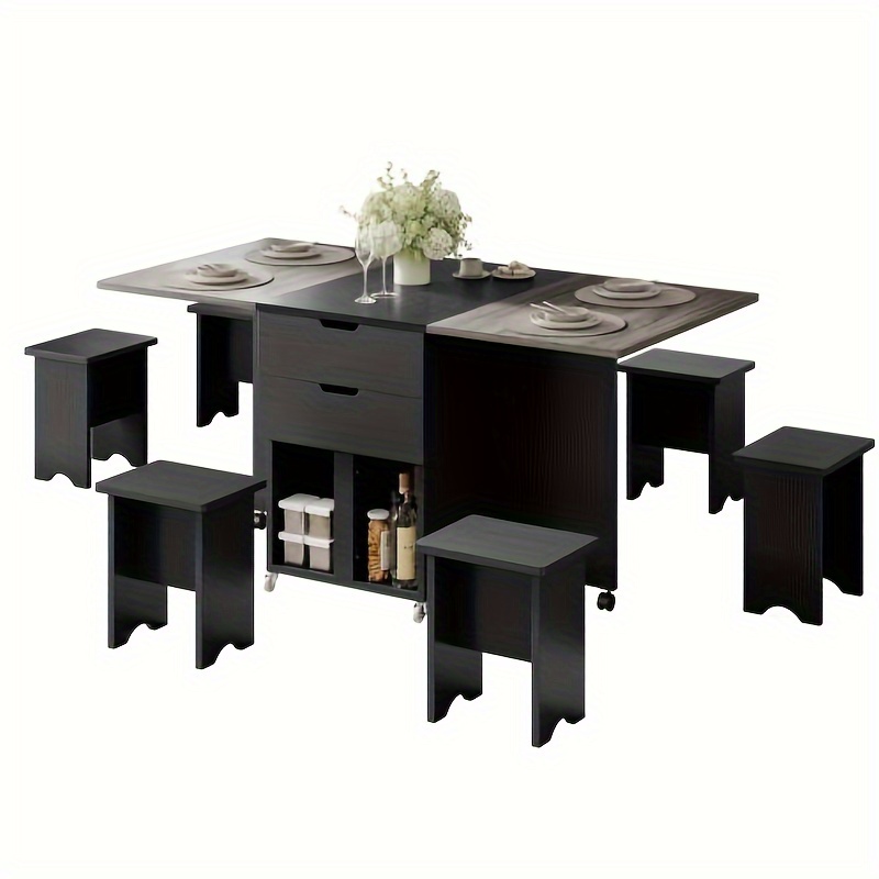 Quoyad Folding Extendable Dining Table Set 4 Chairs 4 - Temu