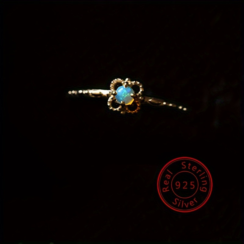 925 Sterling Silver Unique Design Opal Ring 14k Plated - Temu United ...