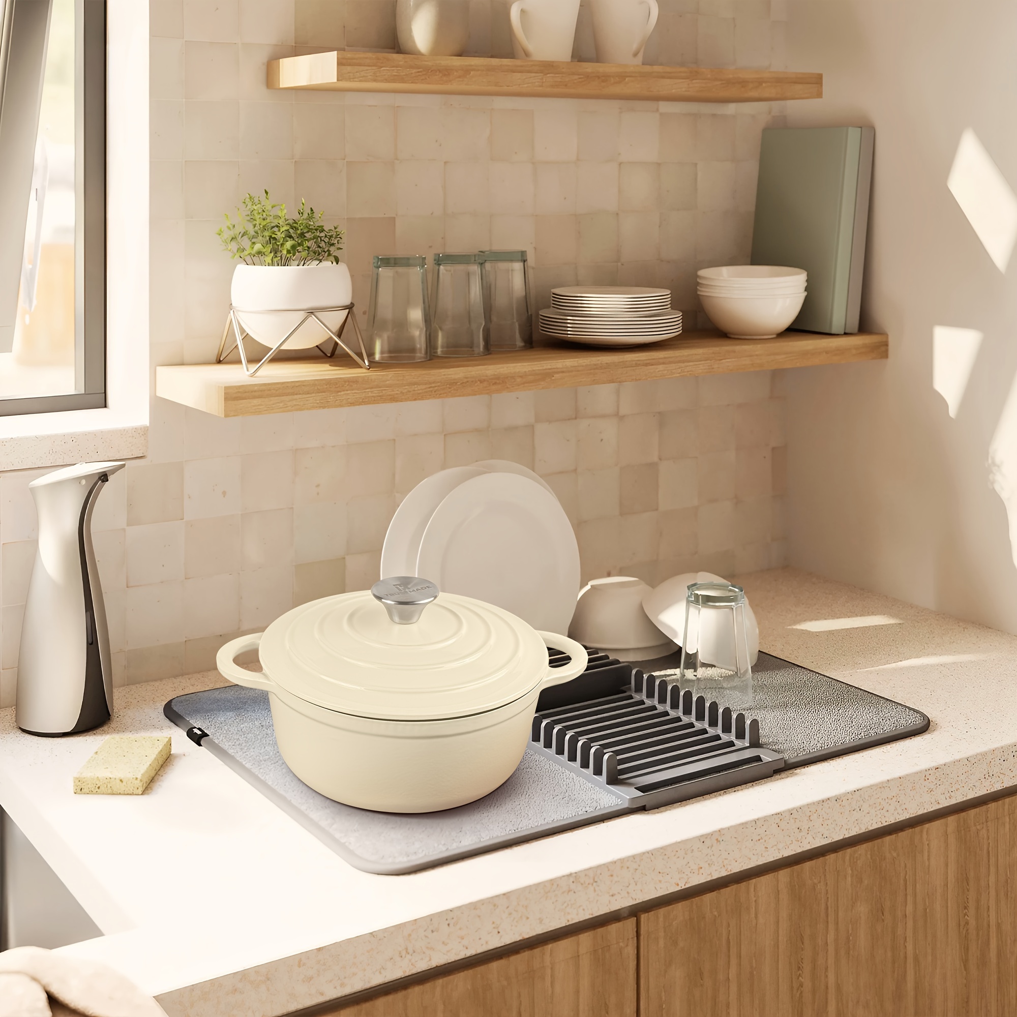 4.5 Qt/ Cast Iron Dutch Oven Enamel Coated Cookware Pot Self - Temu