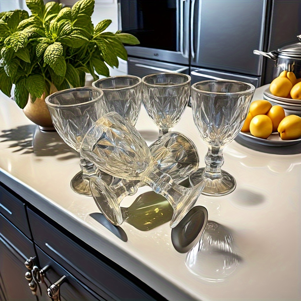 Elegant Diamond cut Embossed Glass Goblet Reusable Insulated - Temu