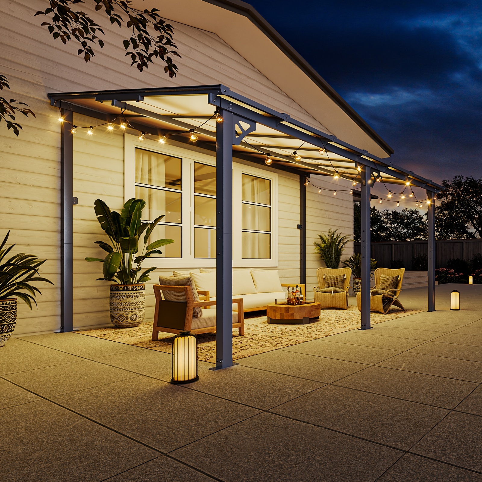 10'x 14' Outdoor Wall mounted Gazebo Pergola Sloped Roof - Temu