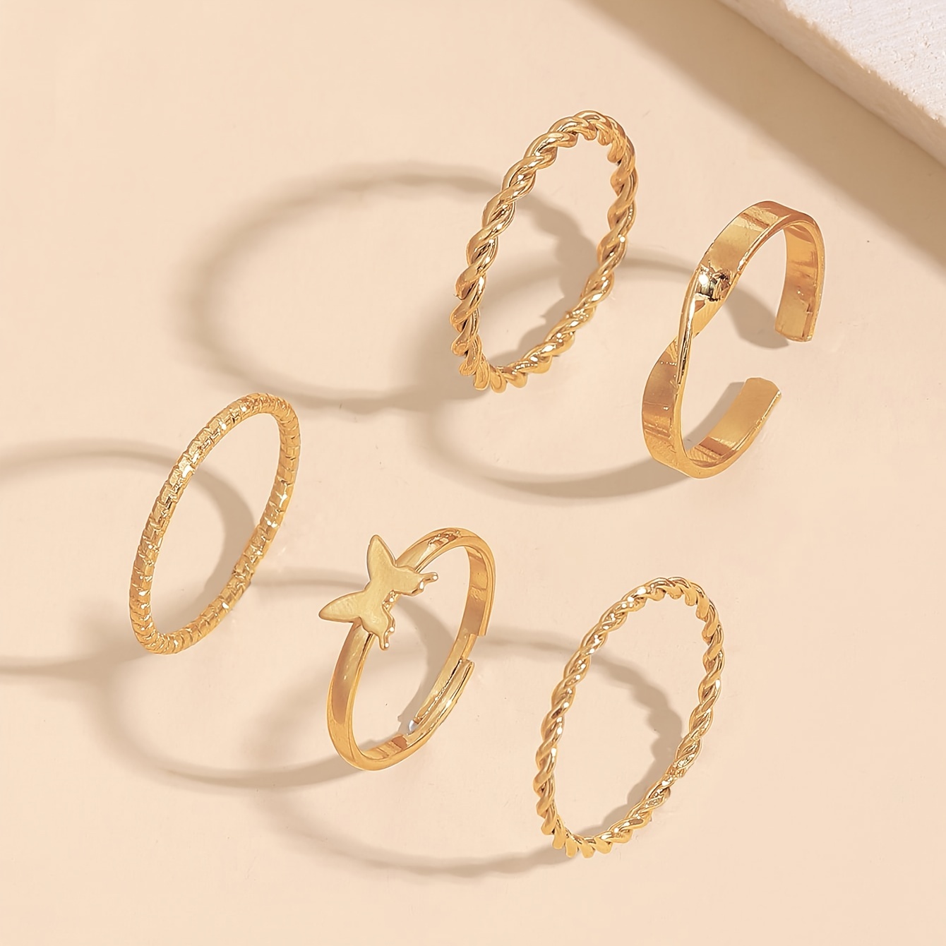 Mini Butterfly Band Ring Set Simple Style Exquisite Finger - Temu ...