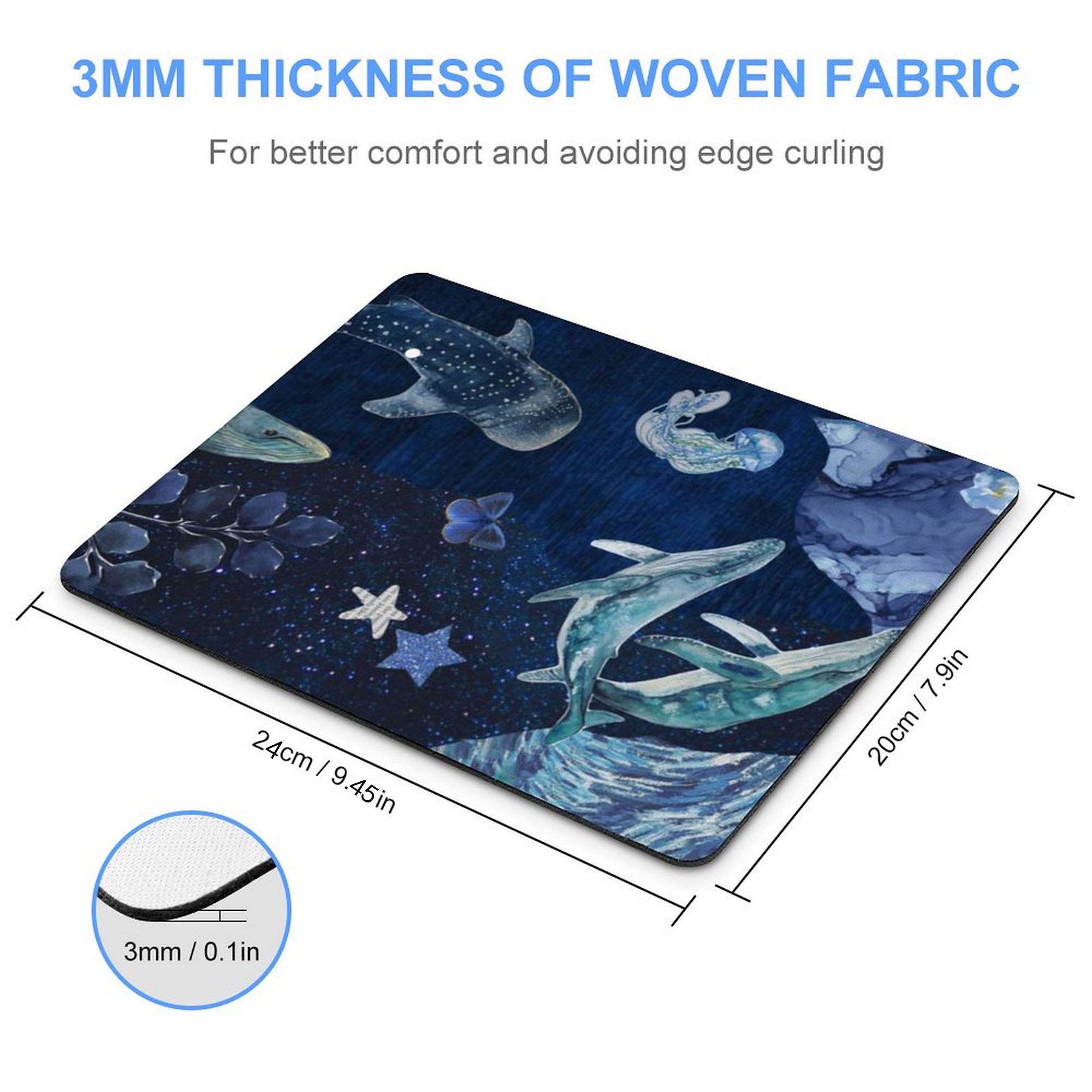 Cute Cartoon Whale Mouse Pad Thick Non slip Rubber Desk Mat - Temu