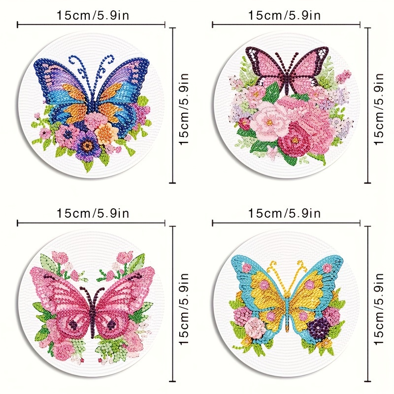 Animal Butterfly Diamond Painting Coaster Kits Stand Diy - Temu