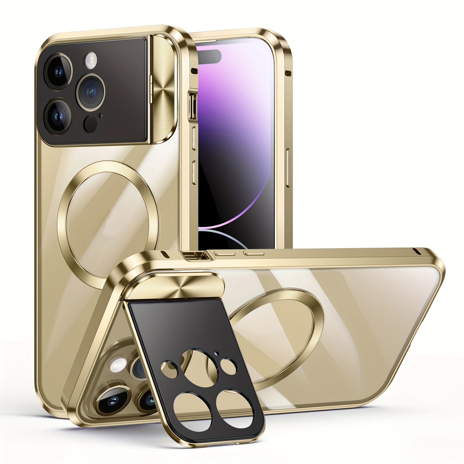 15promax Phone Case Metal Magnetic Iphone14 Stand - Temu United Kingdom