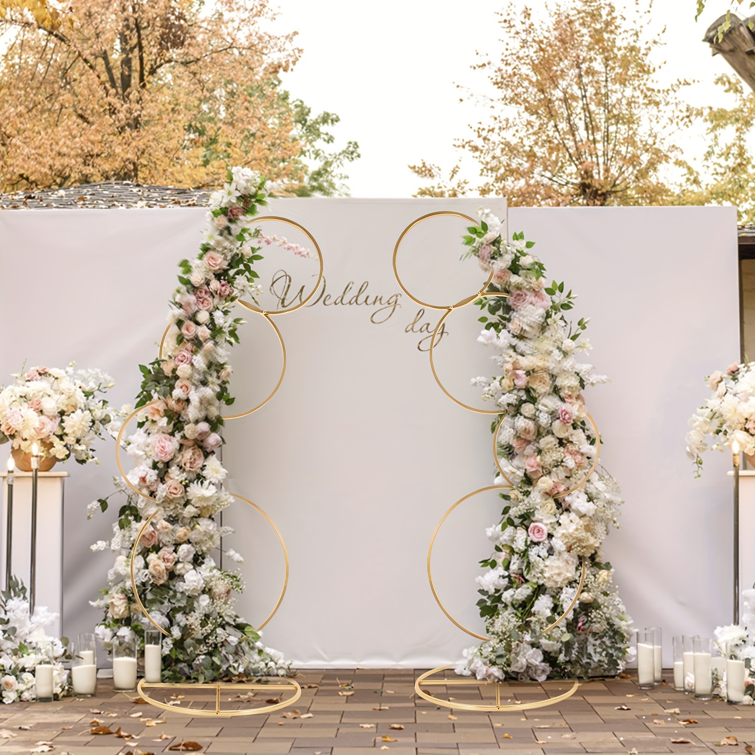 Round Wedding Arch Stand 4 Tier Golden Metal Flower Arch - Temu