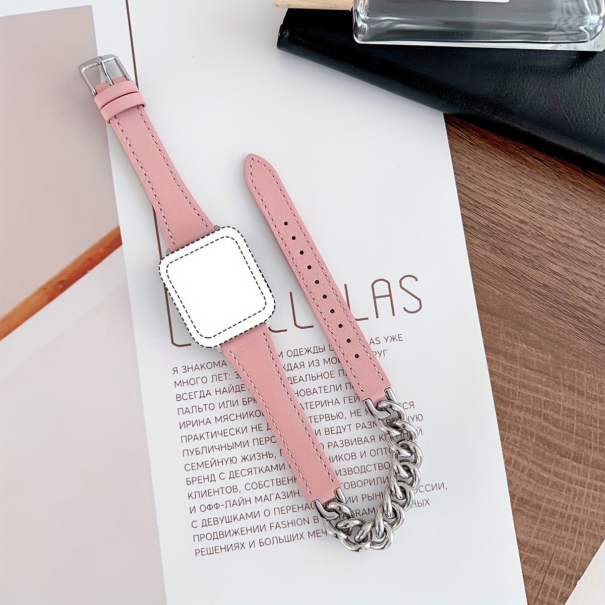 Watch Strap Double loop Denim Chain Stainless Steel Faux - Temu United ...