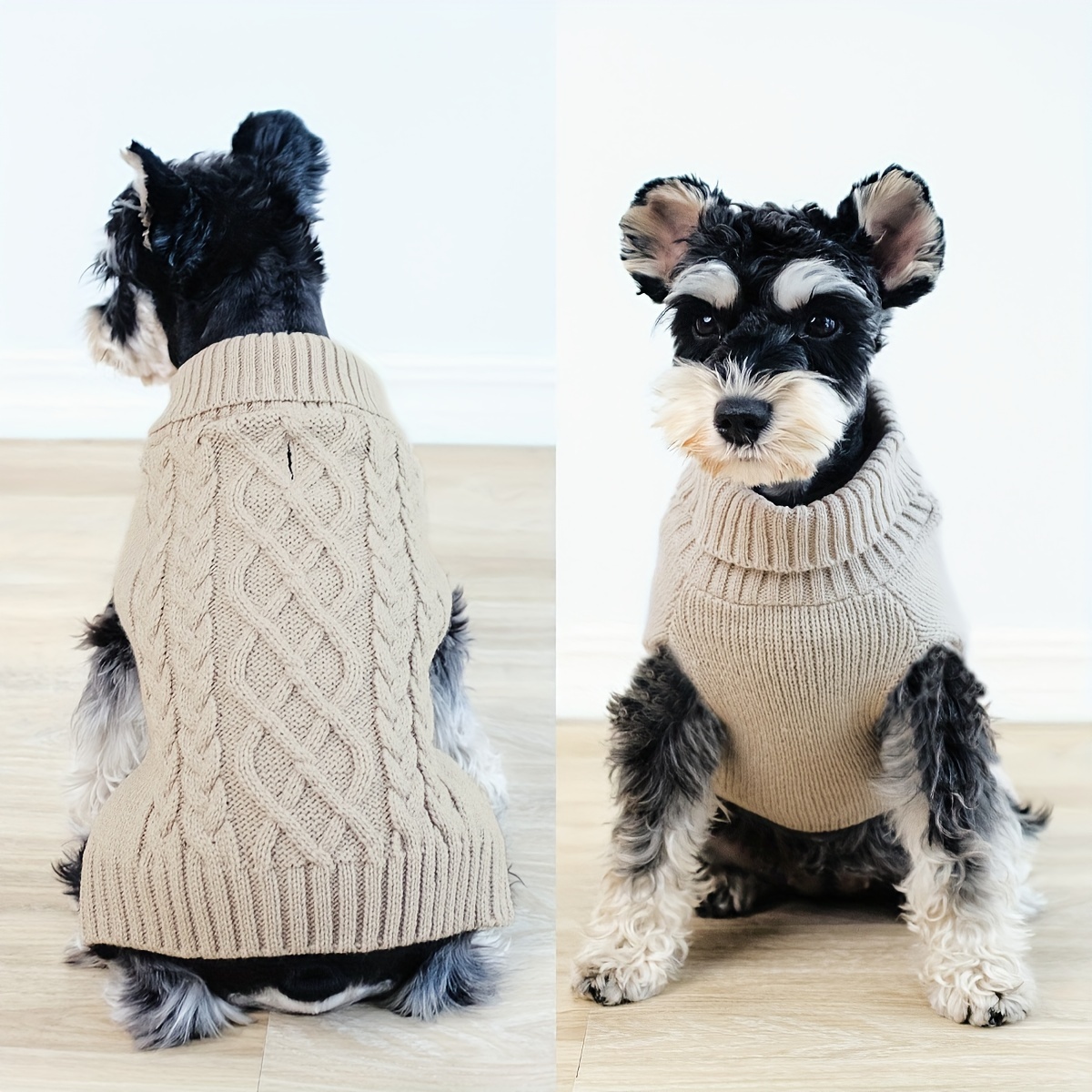 cozy cable knit turtleneck dog sweater in khaki classic pattern acrylic hand wash small to medium breeds ideal for cold weather small dog sweater pet supplies Temu United Kingdom