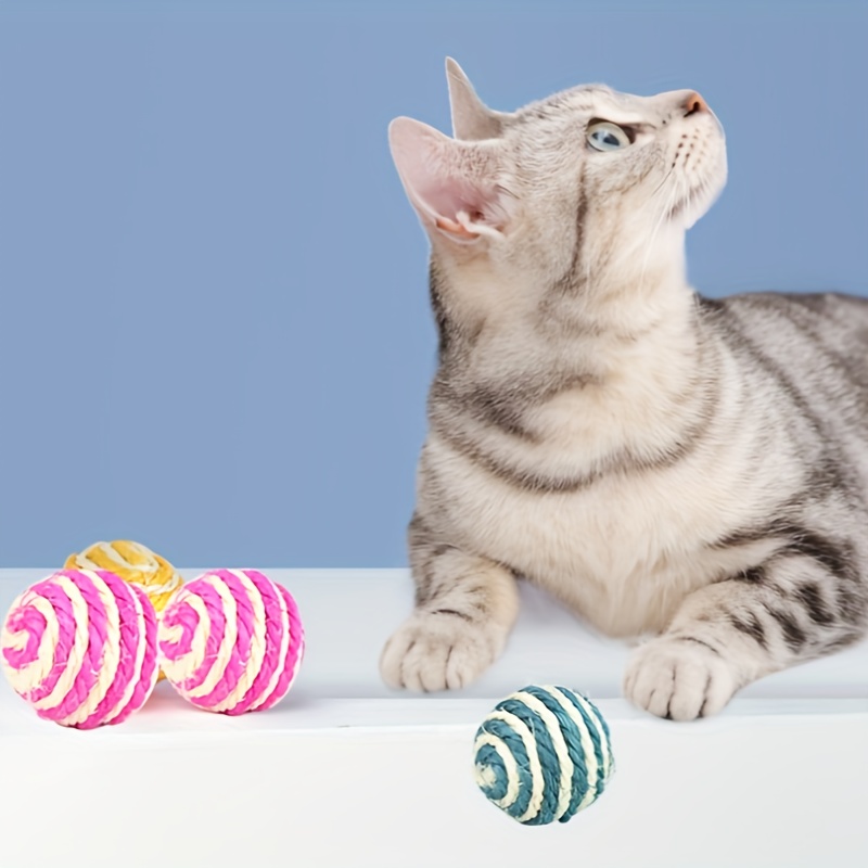 natural sisal ball cat scratch balls interactive balls bite - Temu