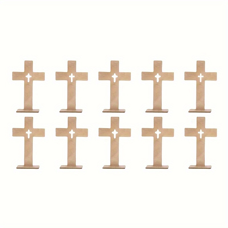10pcs Rustic Wooden Crosses, Decorative Freestanding Vertical Tabletop ...