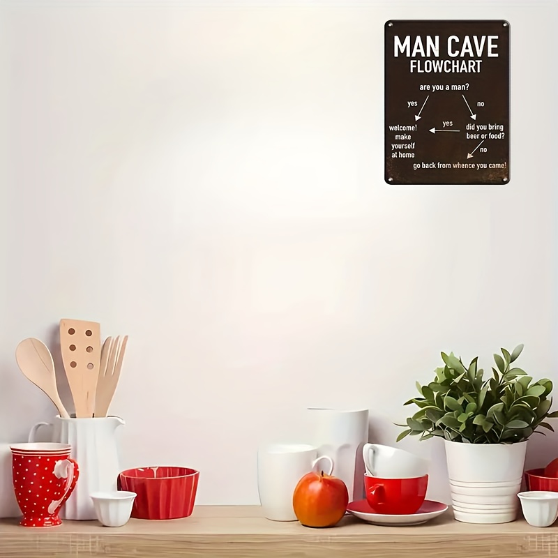 Man Cave Flowchart Funny Metal Wall Signs Man Cave Decor Tin - Temu United