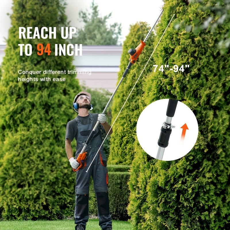20v Cordless Hedge Trimmer, 18 Inch Double-edged Steel Blade, Pole ...