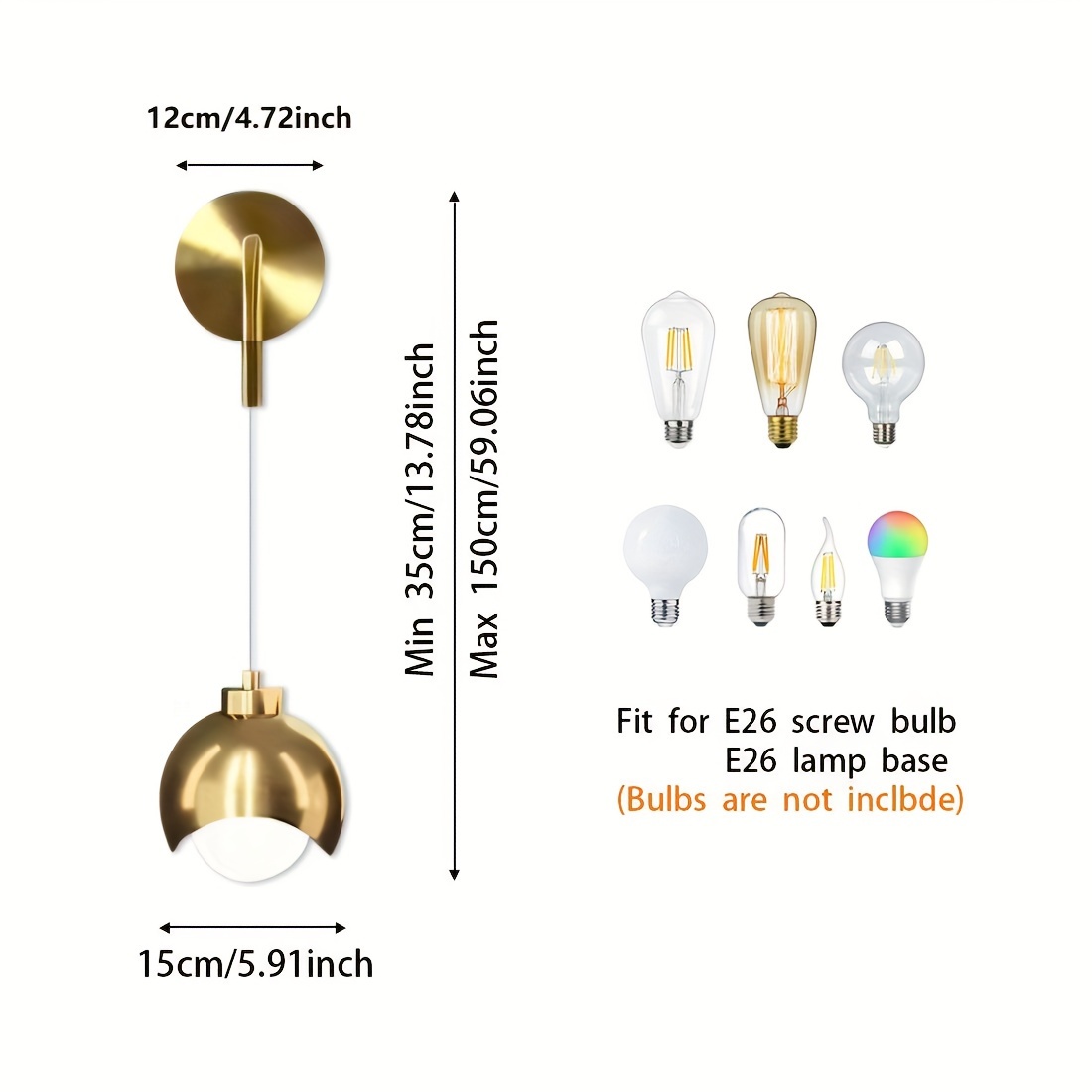 1 light Black/gold Wall Sconce Pendant Light Shade Modern - Temu