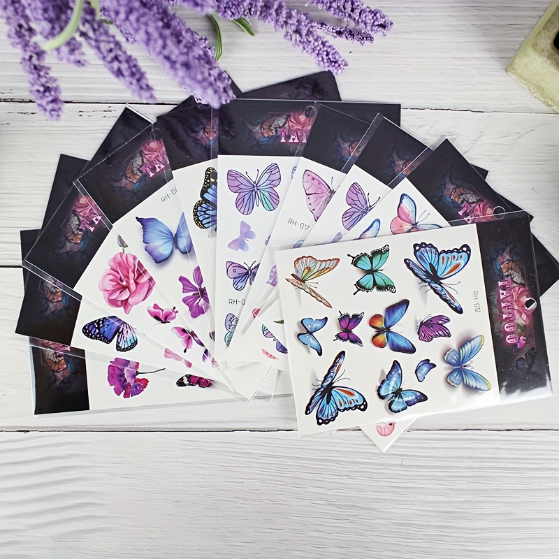 90 Kinds Temporary Butterflies Women Girls Ladies Colorful - Temu Australia