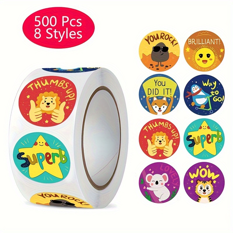 Cartoon Animals Encouragement Stickers Roll Self adhesive - Temu Australia