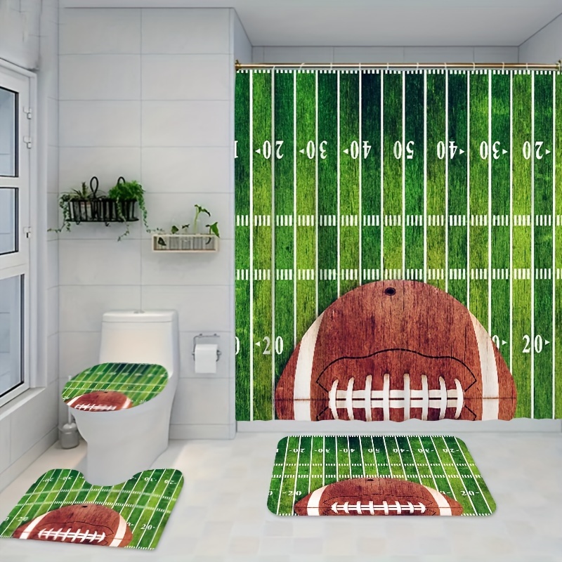 Green Grass Rugby Printed Shower Curtain Set Waterproof - Temu Portugal