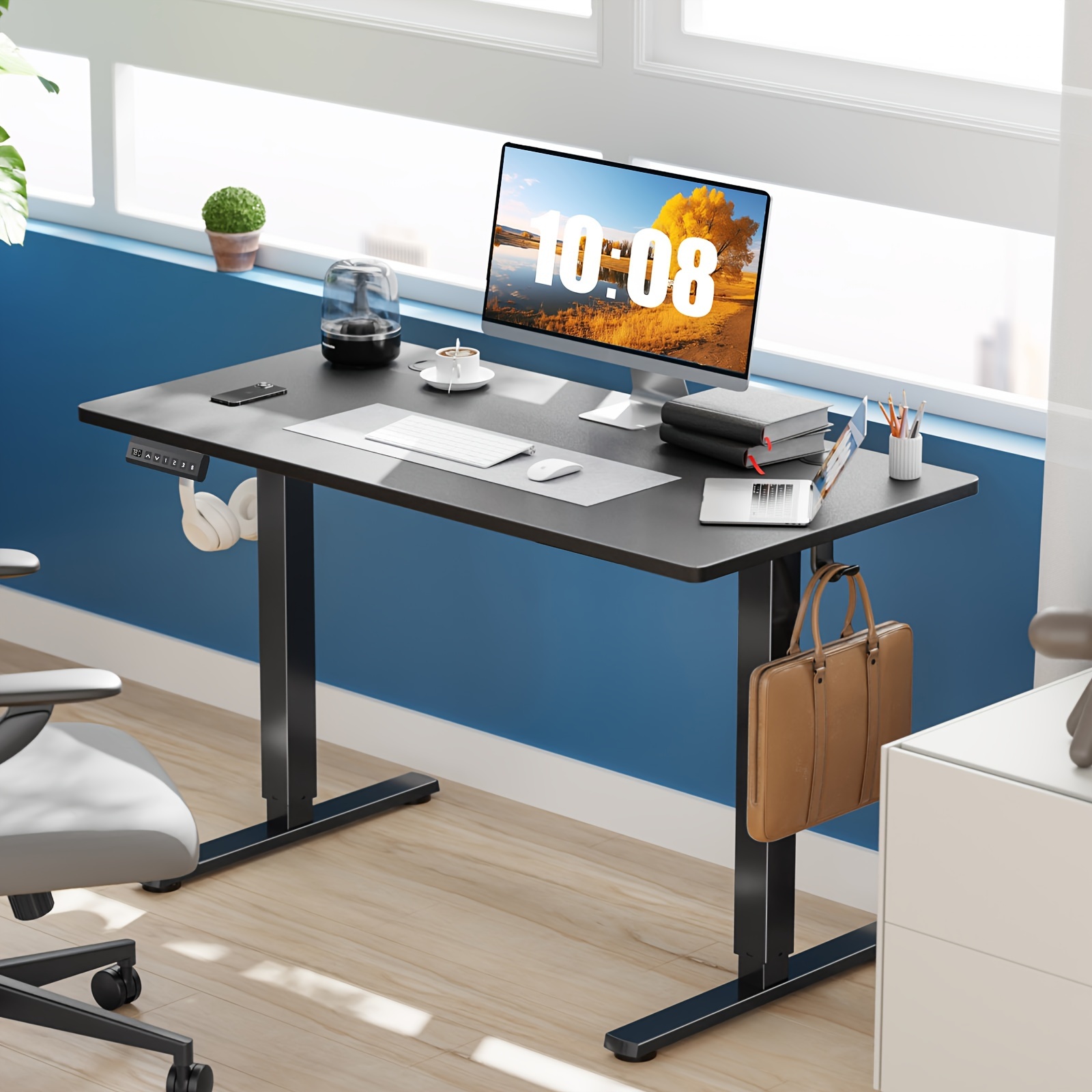Standing Desk Adjustable Height Electric Sit Stand Up Down Computer Table Modern Lift Motorized Desktop Workstation 40x24 Inch Ergonomic Rising Desks for Home