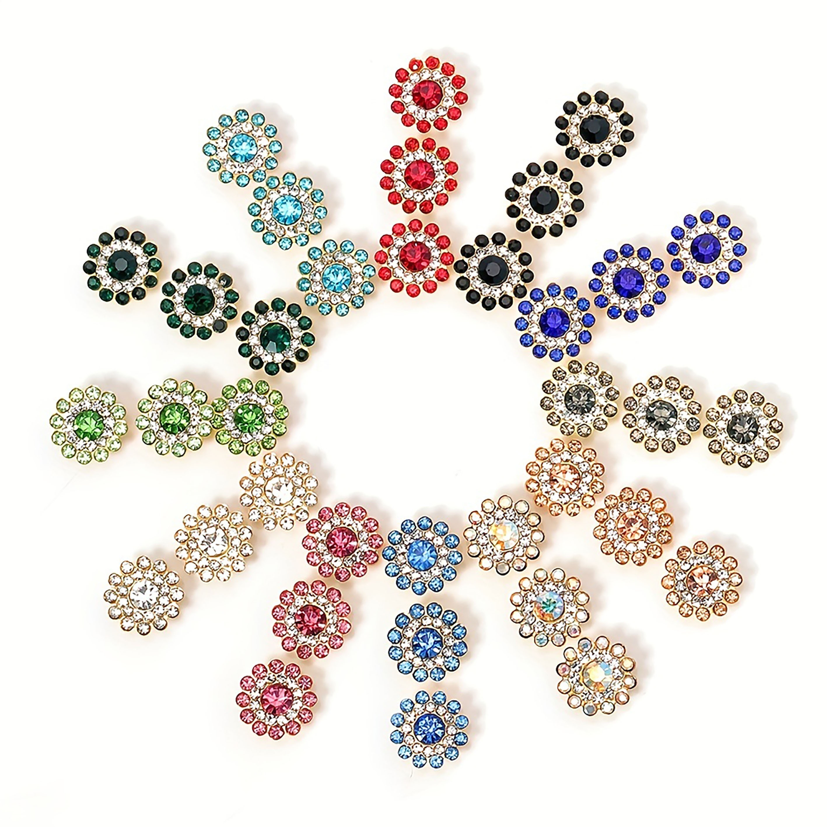 Flower Shaped Charms Inlaid Colorful Rhinestones Floral Flat - Temu ...