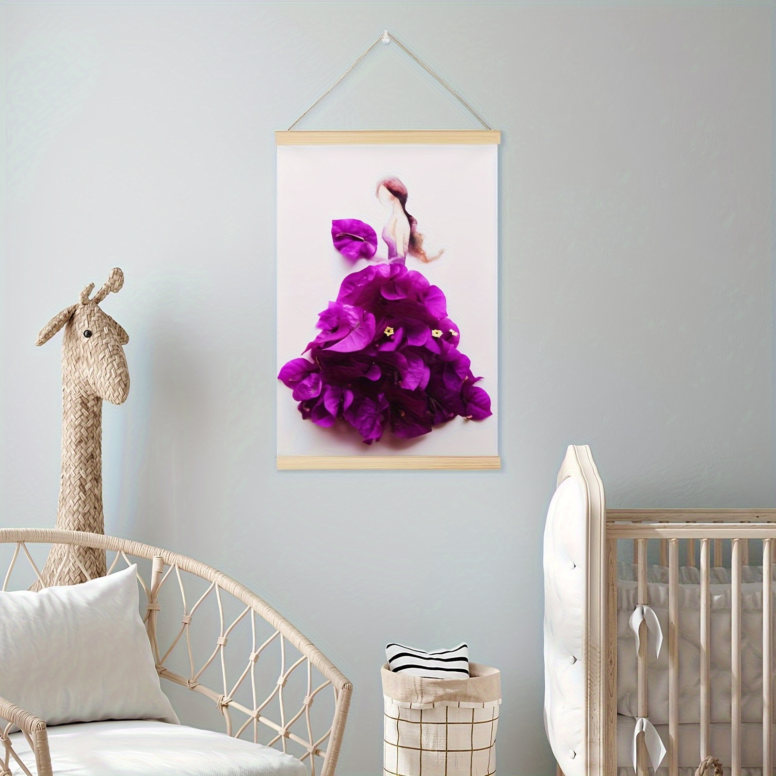 Framed Girl Floral Skirt Canvas Painting Wall Art Home Club - Temu ...