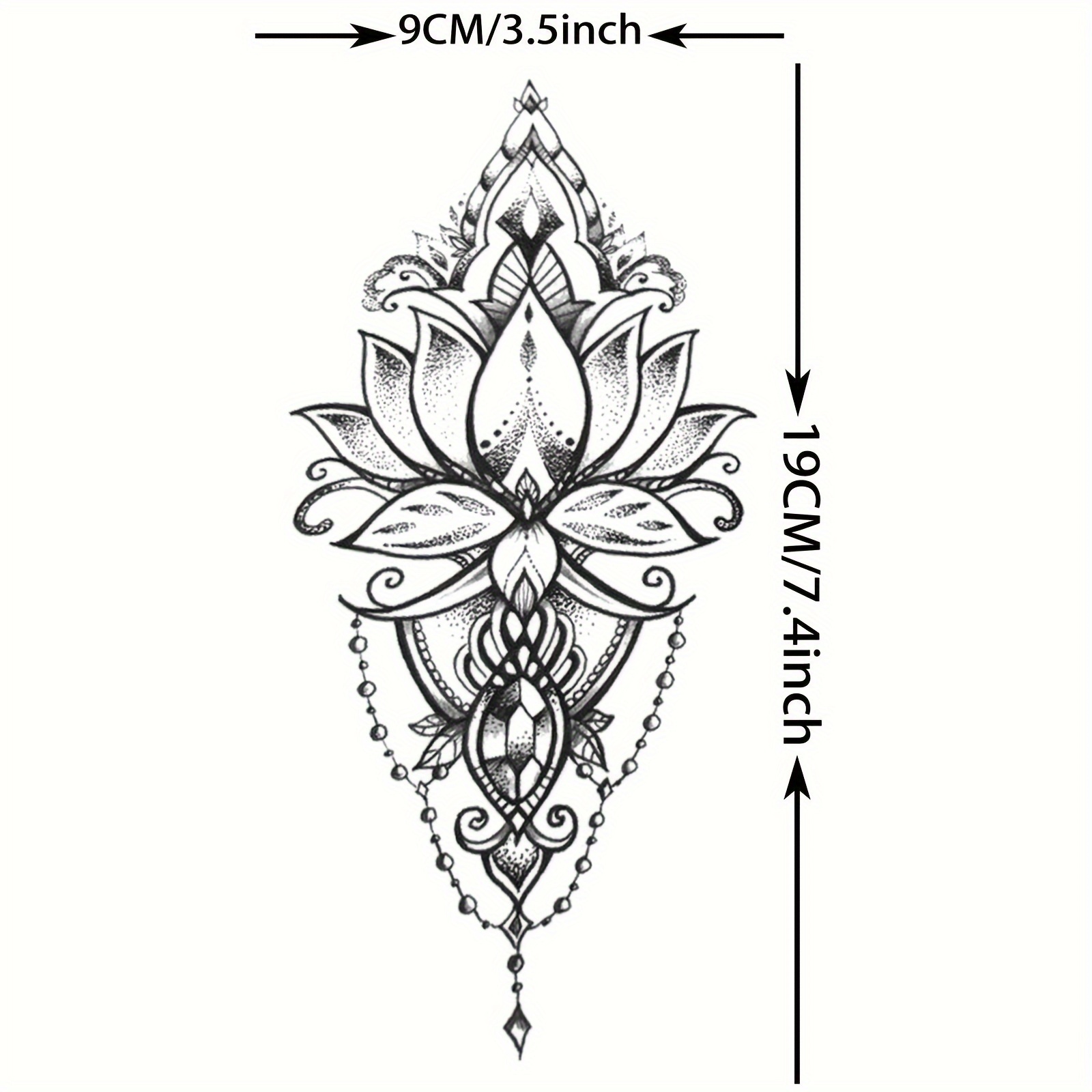 Temporary Tattoos Women Elegant Black Henna Lotus Flower - Temu South ...