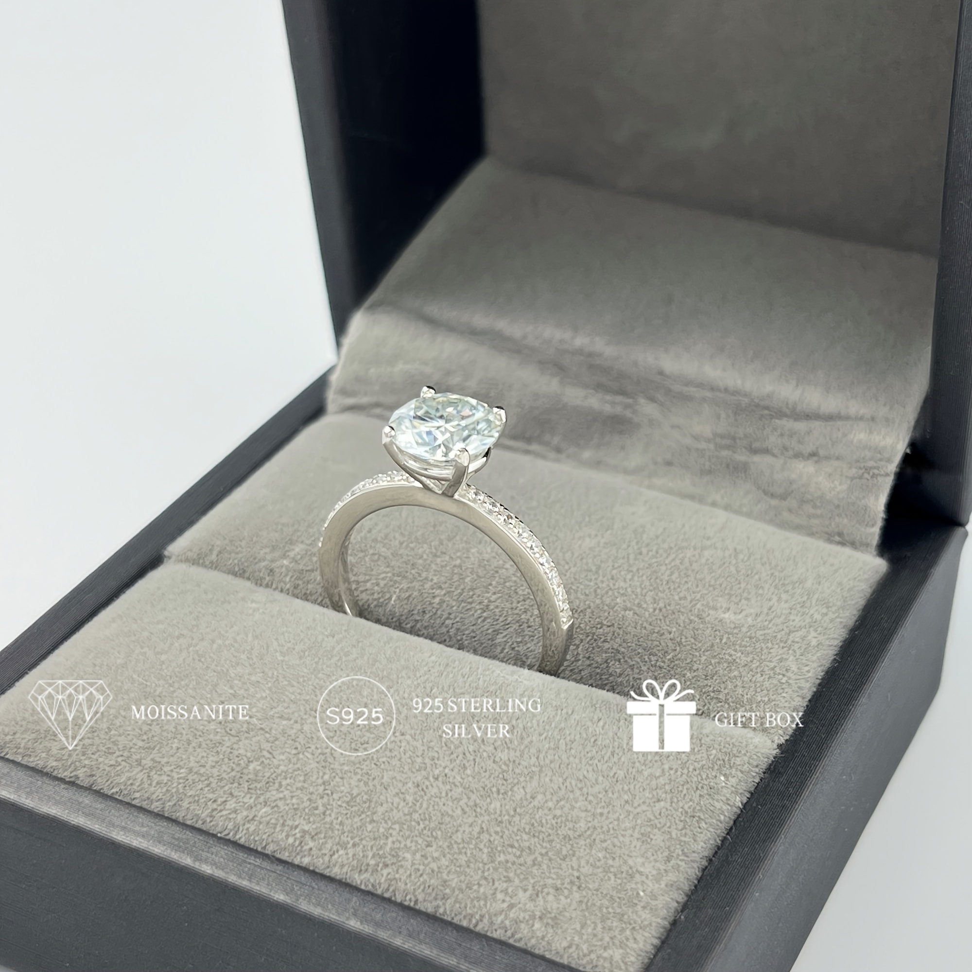 S925 Silver Ring Moissanite Decor Classic 4 prong Ring - Temu United Kingdom