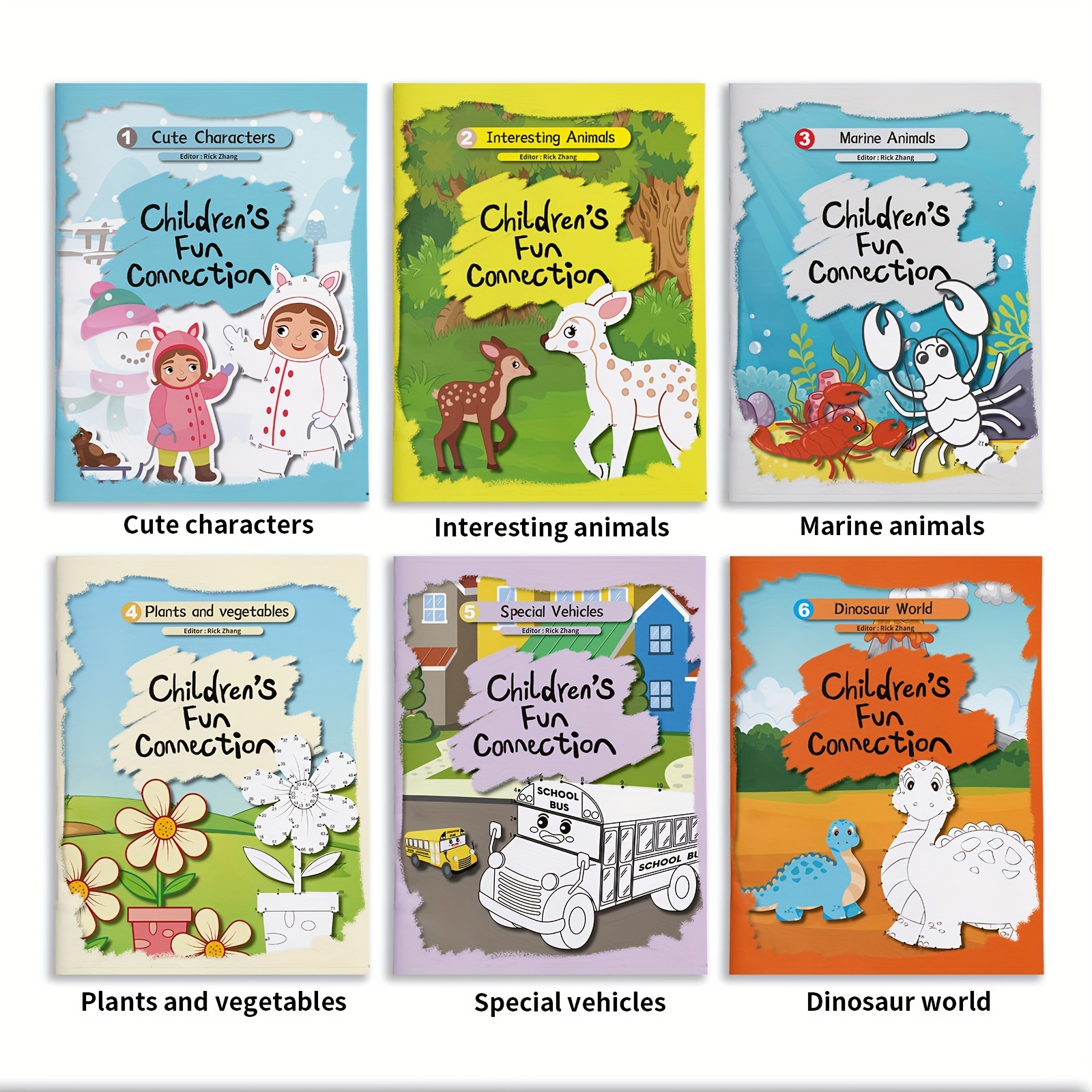 6 book Set Fun Connect dots Color Activity Book Kids - Temu