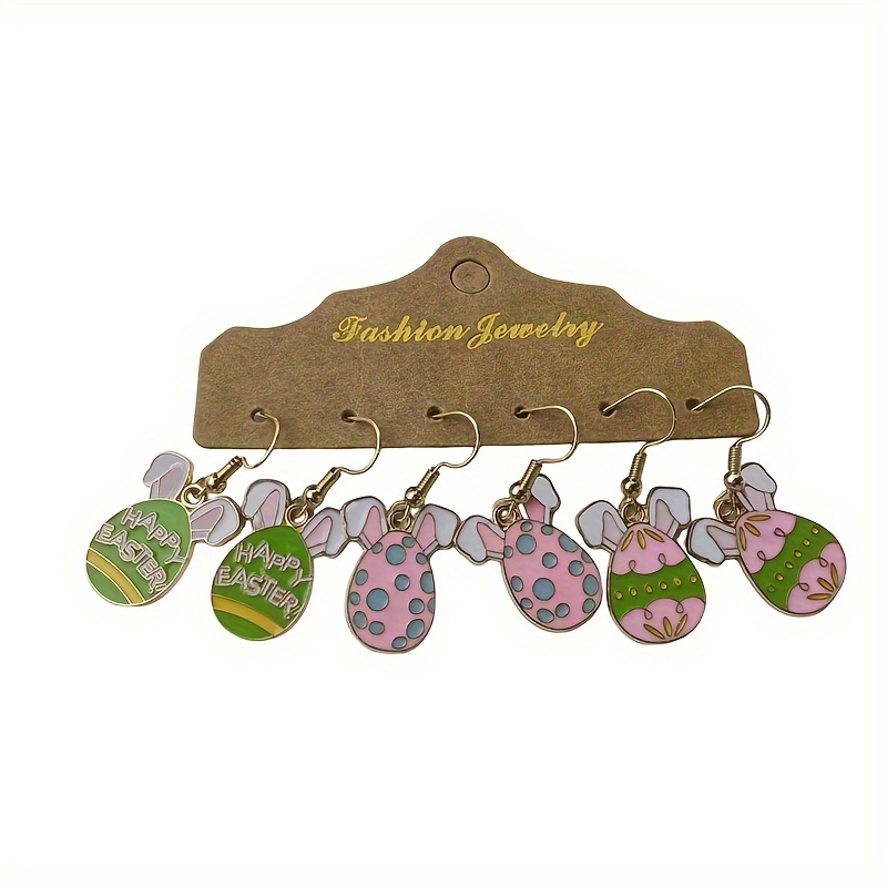 Easter Dangle Earrings Set Easter Cartoon Bunny Egg Lady - Temu United ...