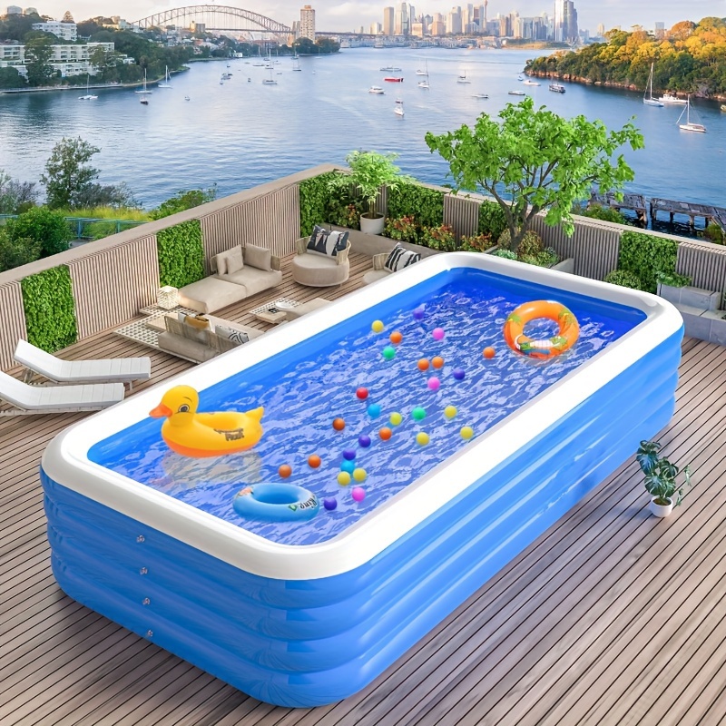 Full sized Inflatable Swimming Pool 4 ring Thick Pvc - Temu United Kingdom