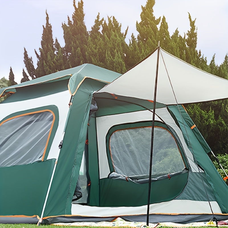 4 Person Family Camping Tent With Fiberglass Poles Polyester ...